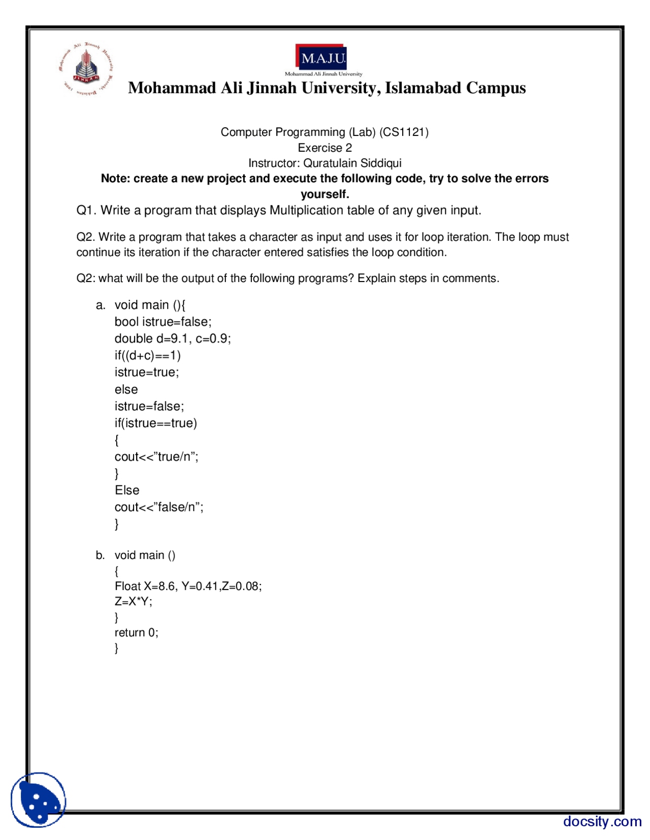 Creation of New project-Computer Programming-Assignment - Docsity