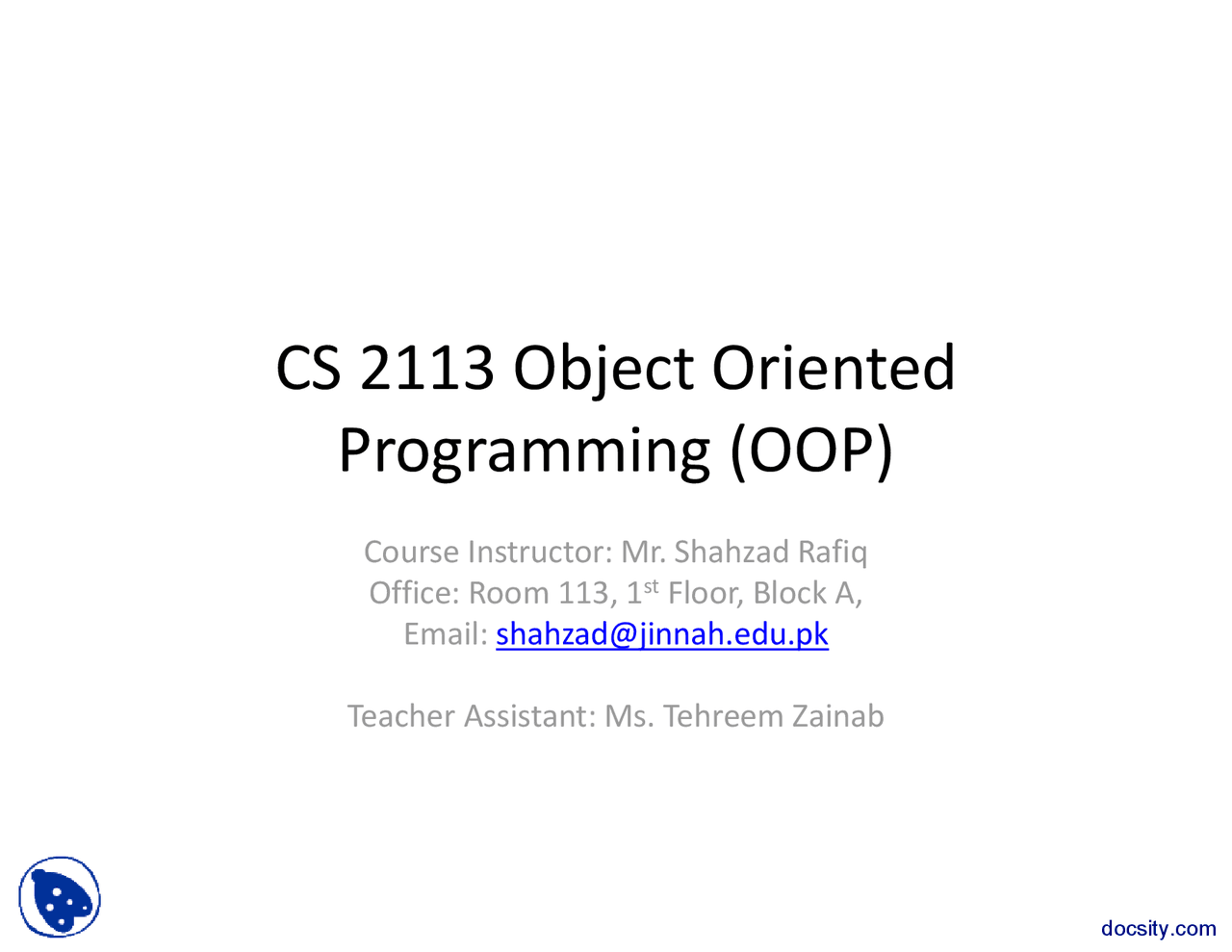 Introduction Object Oriented Programming Lecture Slides Docsity 9063