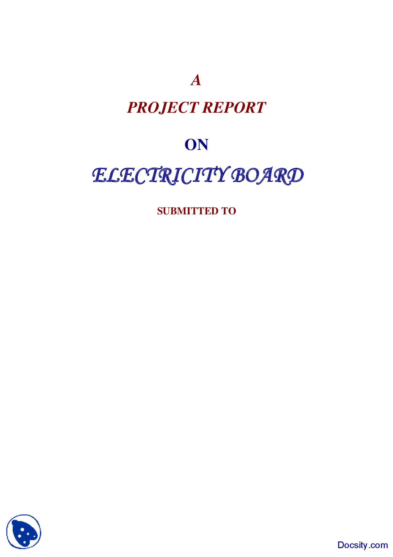 Electricity Board-Electrical Engineering and Industries-Report - Docsity