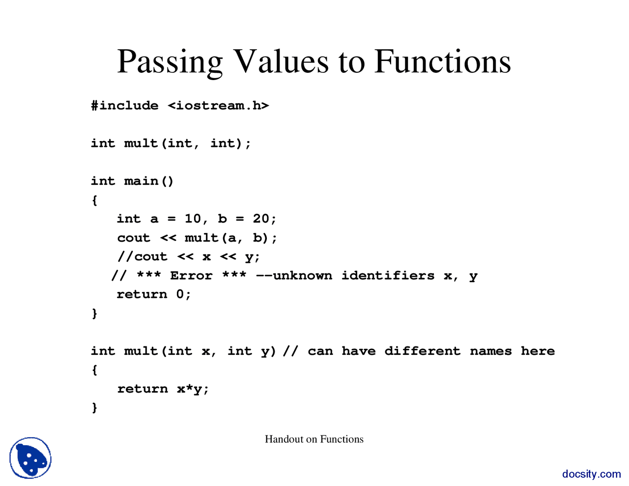 Functions Part 2 Introduction To Computer Programming Lecture Slides 8087