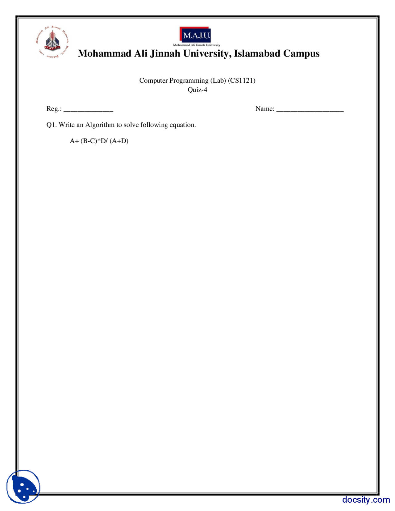 Expression Solving-Computer Programming-Quiz - Docsity Expression Solving-Computer Programming-Quiz - Docsity