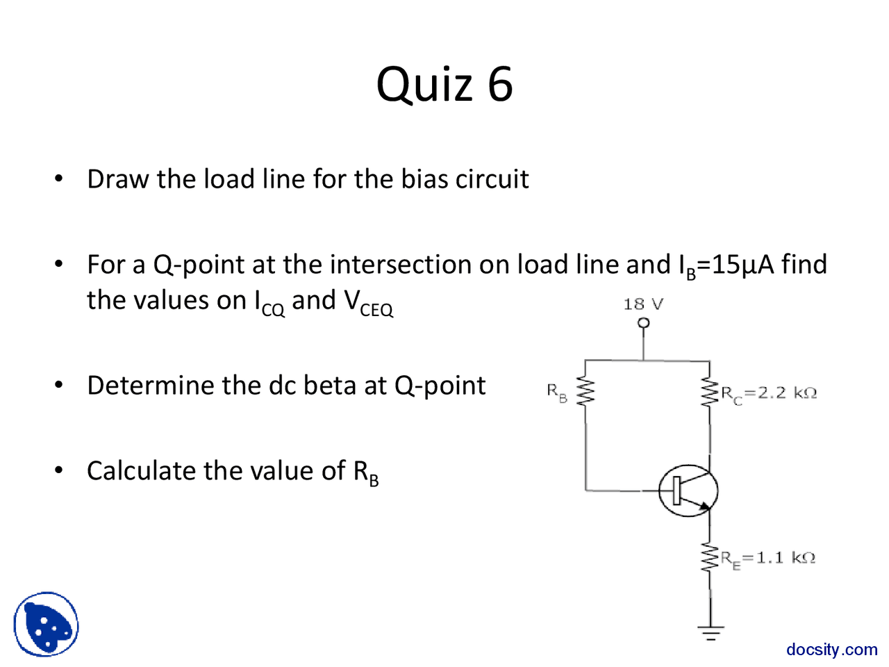 Bias Circuit-Basic Electronic Engineering-Quiz - Docsity