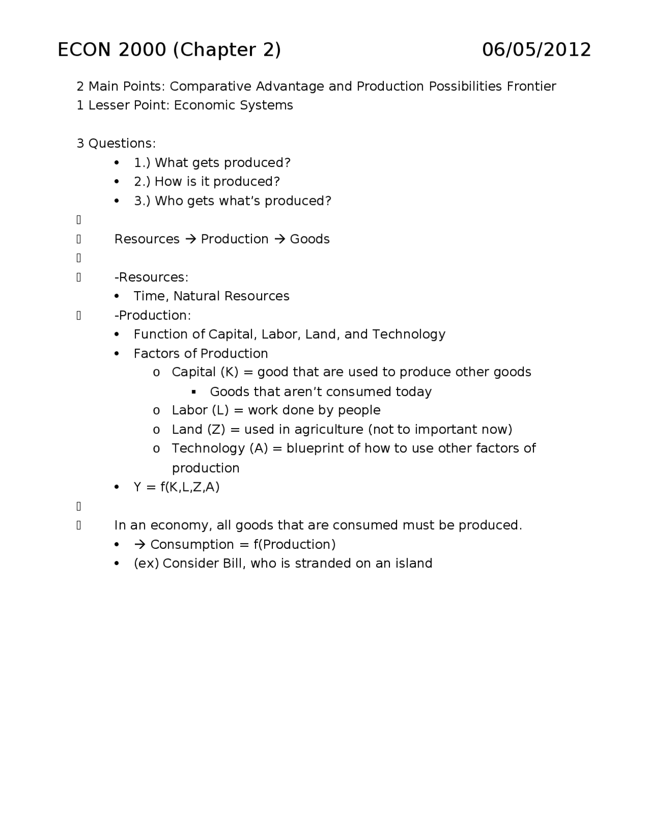 Comparative Advantage and Production Possibilities Frontier | ECON 2000 ...