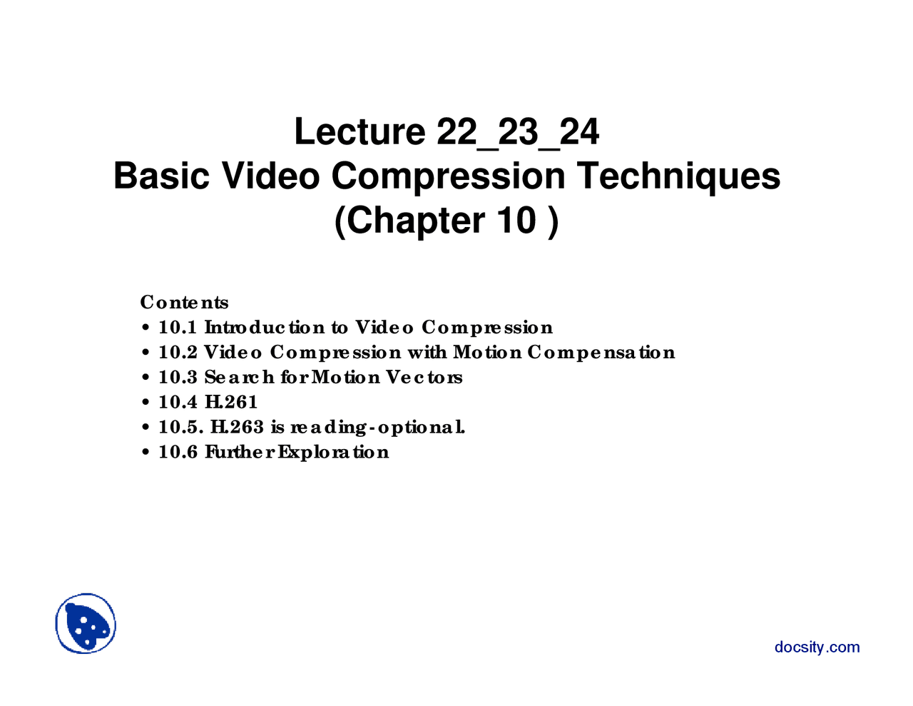 Basic Video Compression Techniques Multimedia Applications Lecture