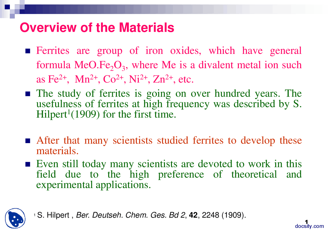 Overview Of The Materials Material Processing Seminar Lecture Slides