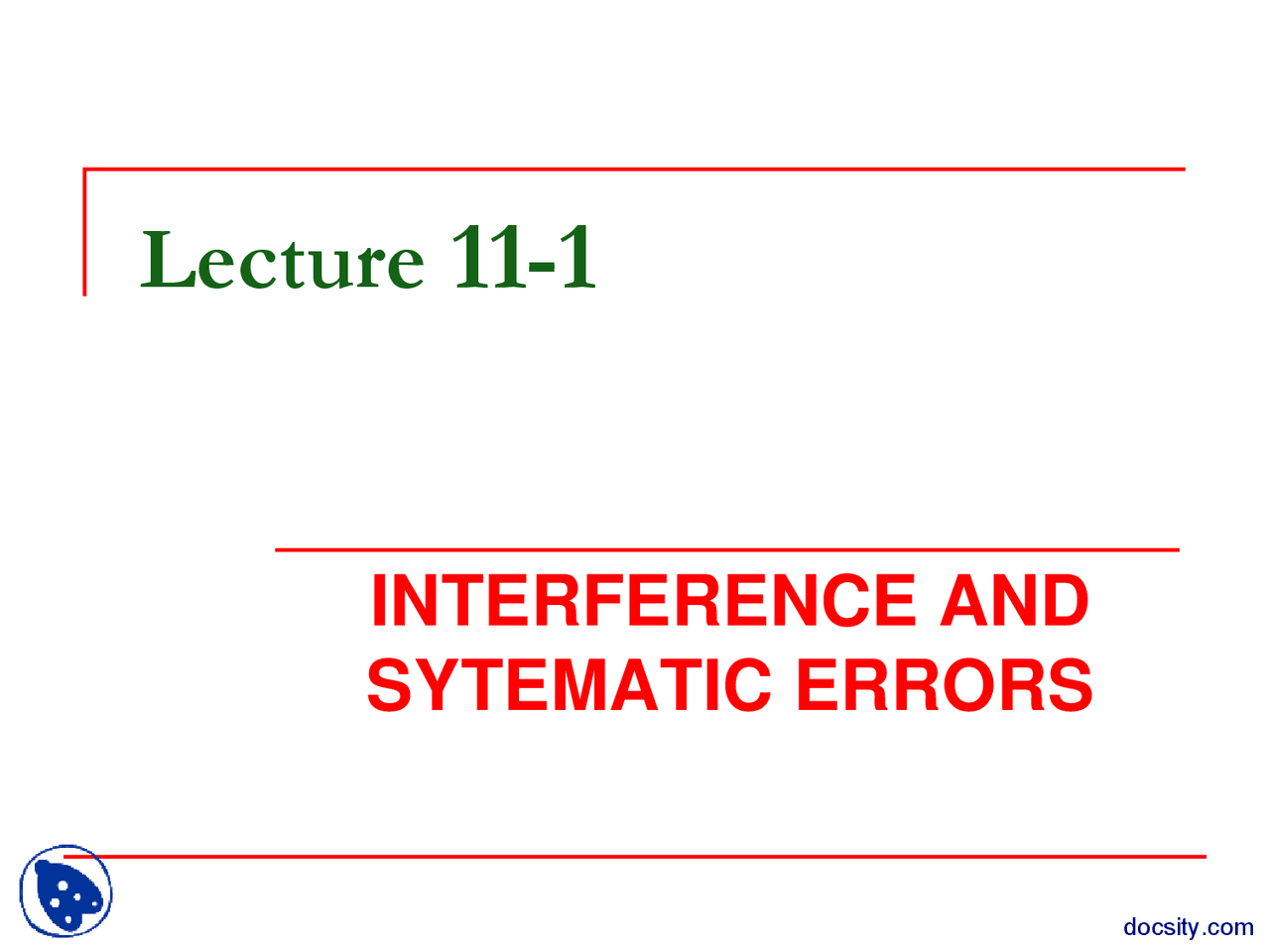 Errors In Interface Systemetic Errors Elemental Analysis Lecture 2153