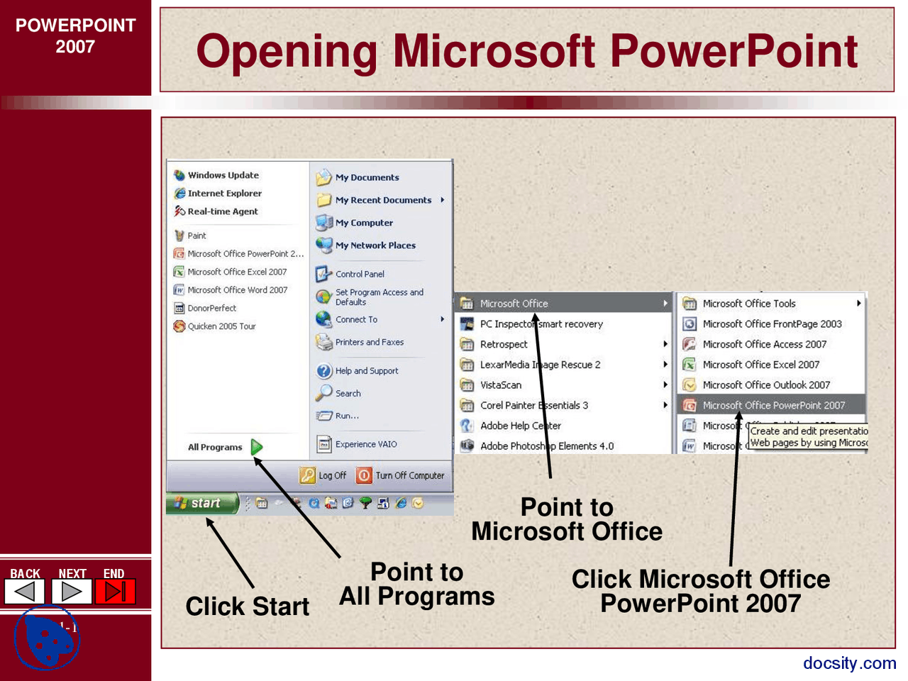 Opening Microsoft Powerpoint Ms Office Lecture Slides Docsity