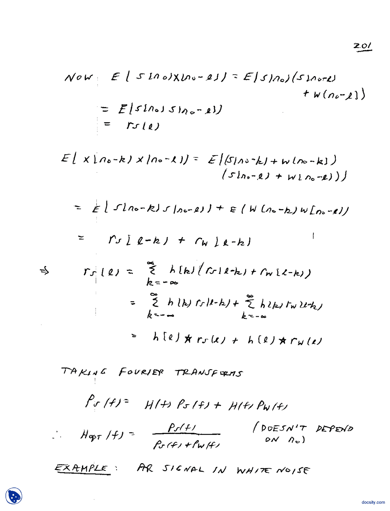 Fourier Transform II-Probability and Random Processes-Lecture Handout - Docsity