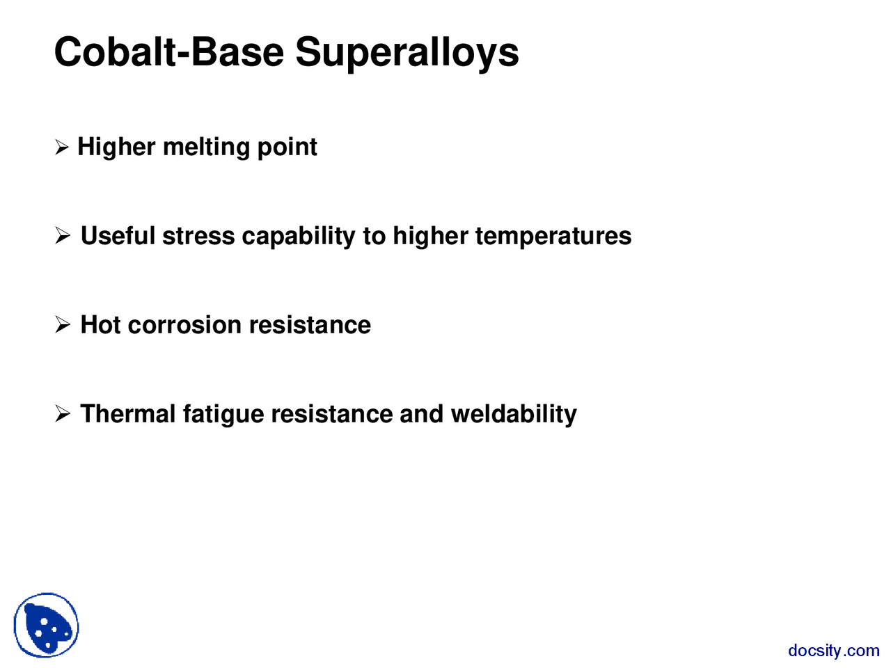 Cobalt Base Superalloys-Alloys-Lecture Slides - Docsity
