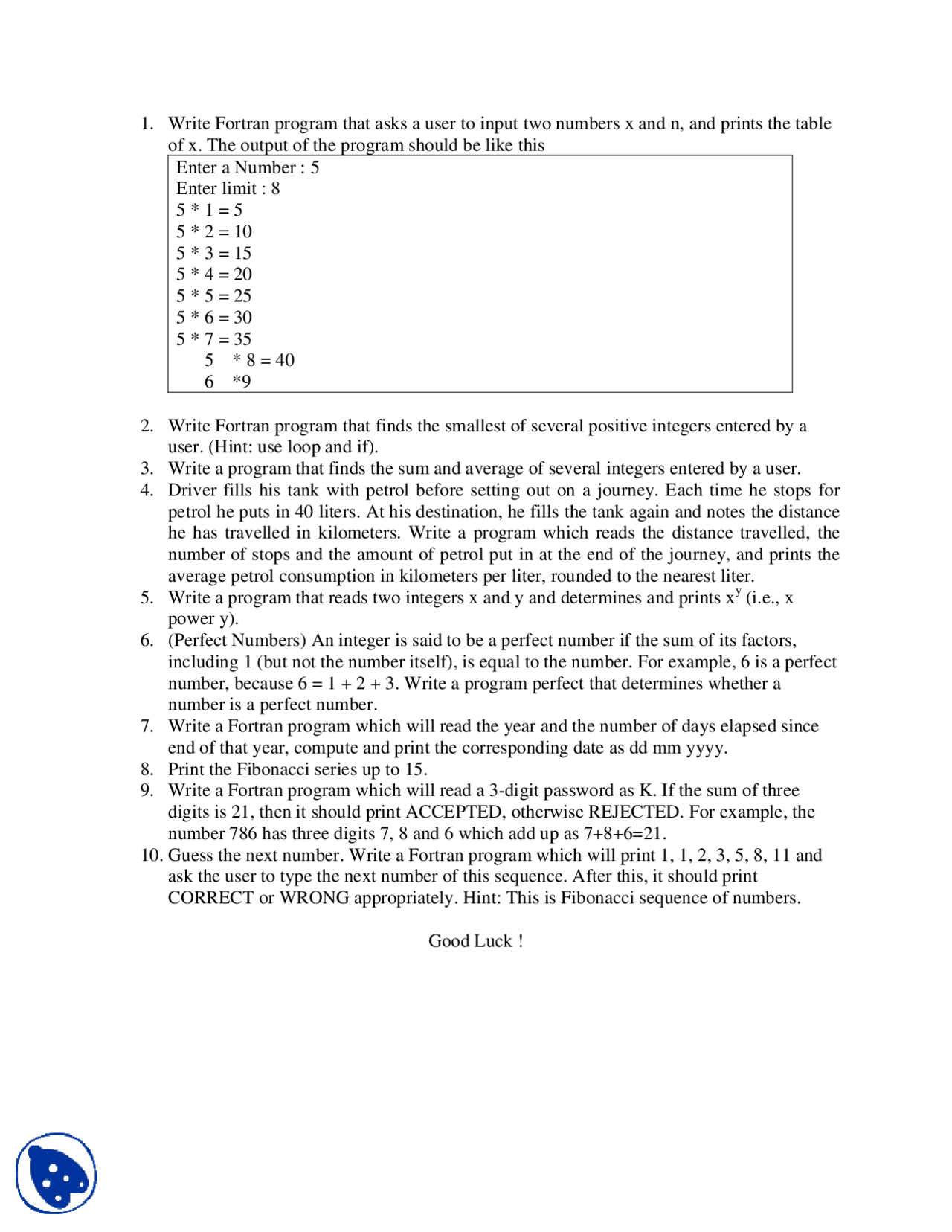 Printing A Table Introduction To Programming Assignment Docsity