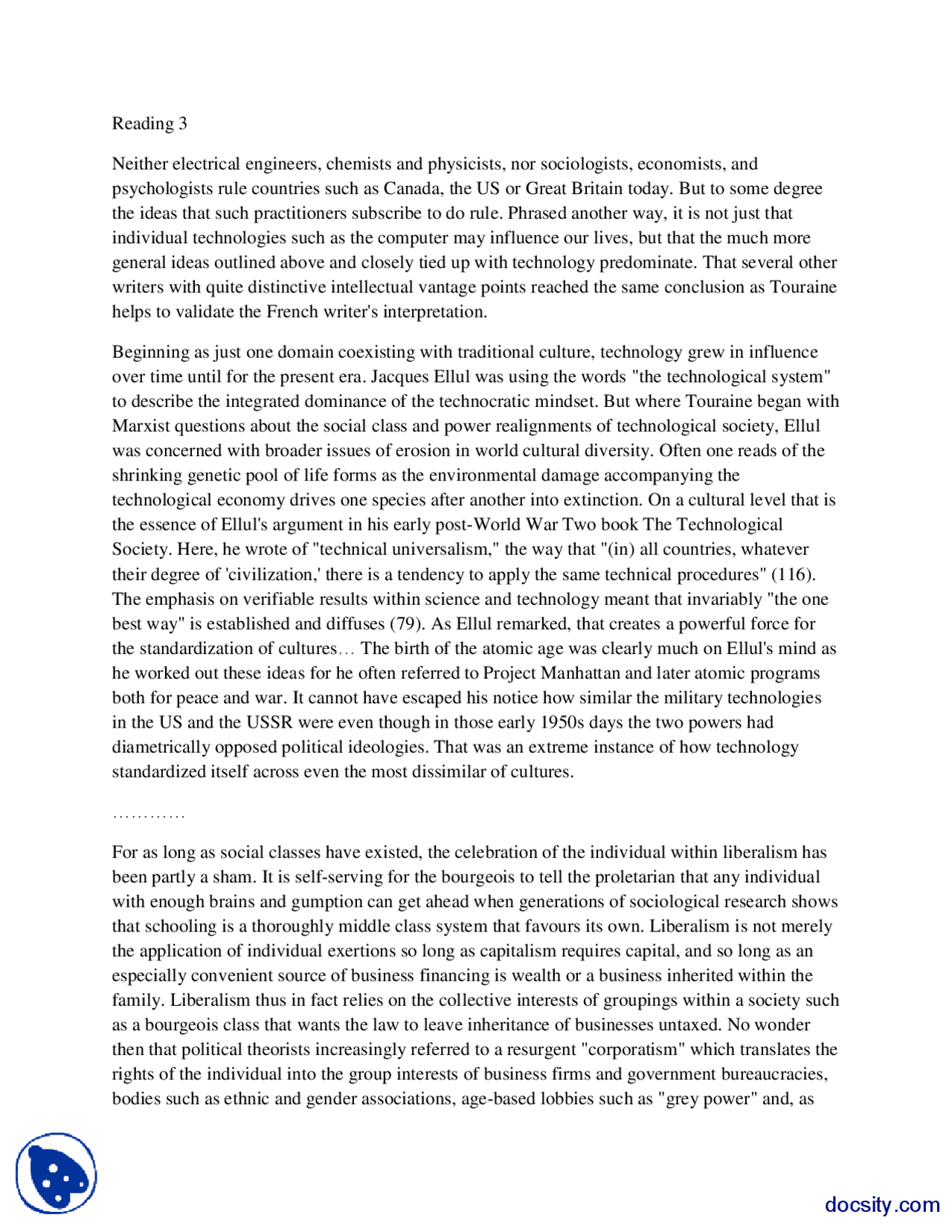 Reading Part 3 Grammar And Composition Reading Assignments Docsity
