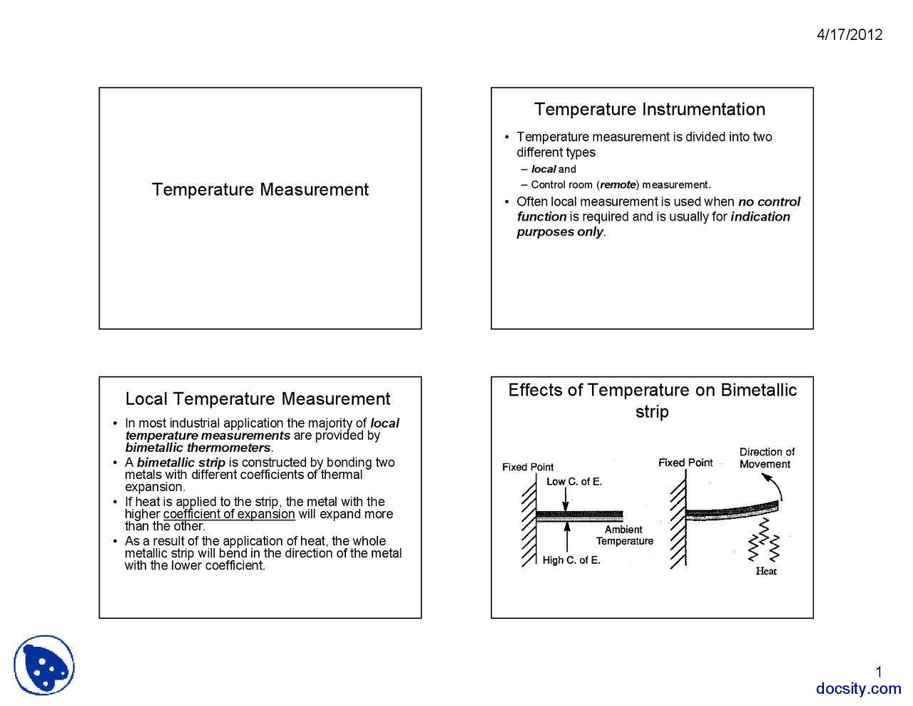 Temperature Measurement Ii Control And Instrumentation Lecture Slides