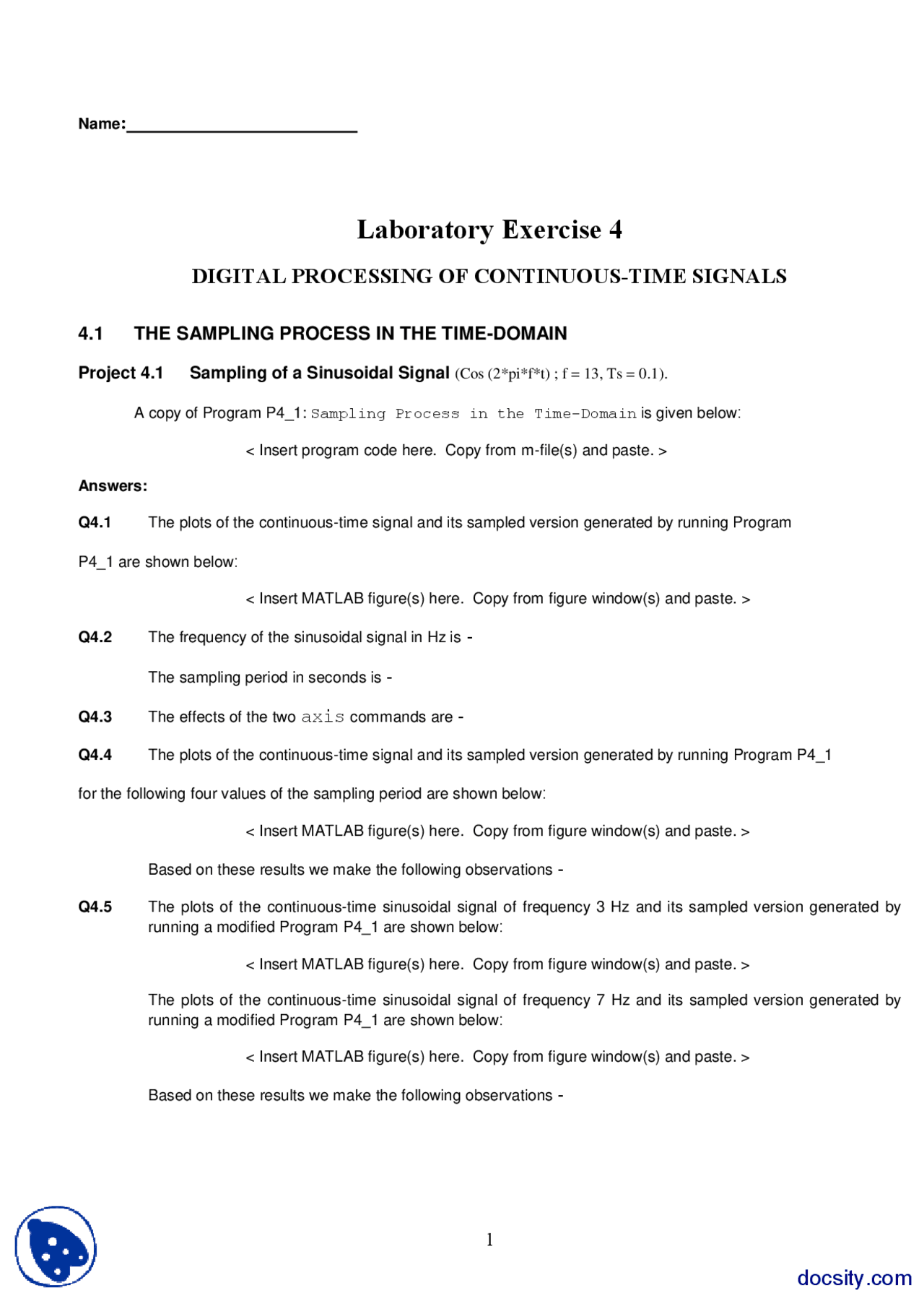 Sampling in Time Domain - Docsity