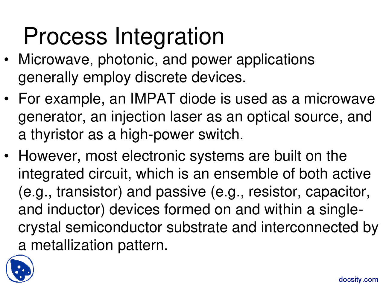 Process Integration-Fundamentals of Semiconductor Fabrication-Lecture Slides | Slides ...