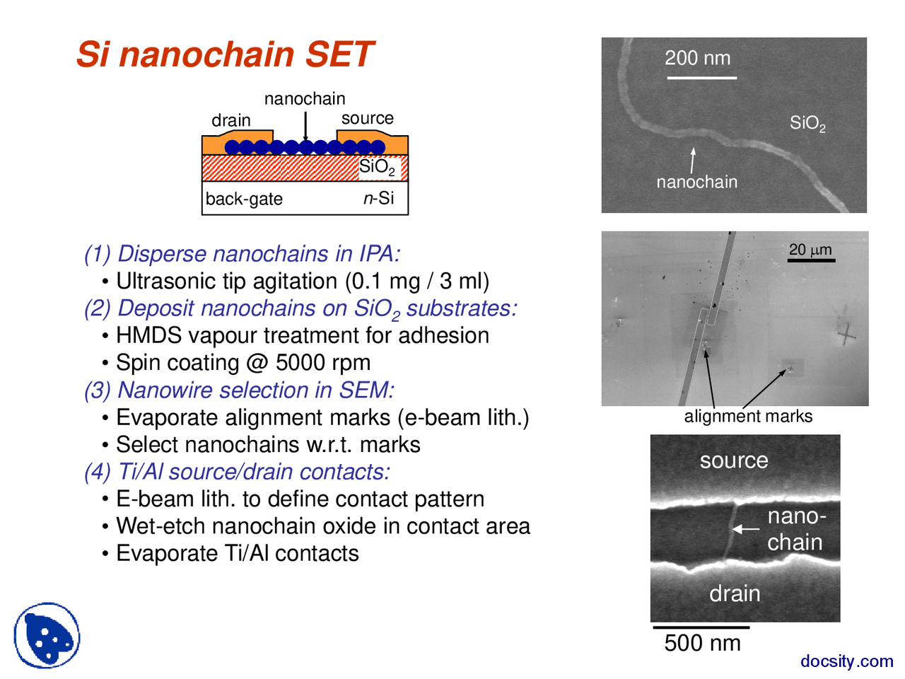 Si Nanochain SET-Microfabrication-Lecture Slides - Docsity