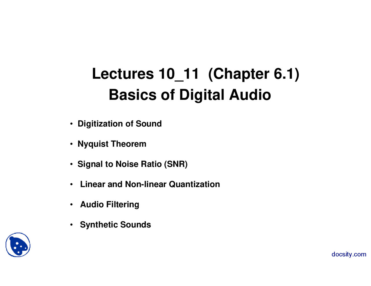 Basics Of Digital Audio Multimedia Applications Lecture Slides Docsity