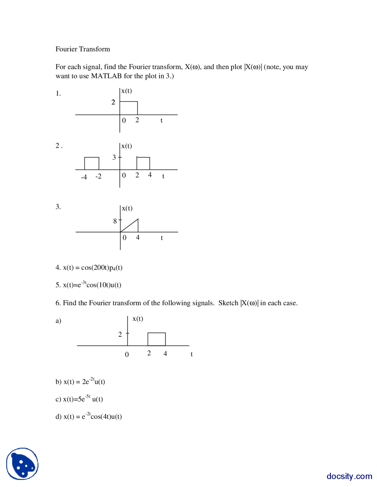 Fourier Transform-Digital Signal Processing-Assignment | Exercises ...
