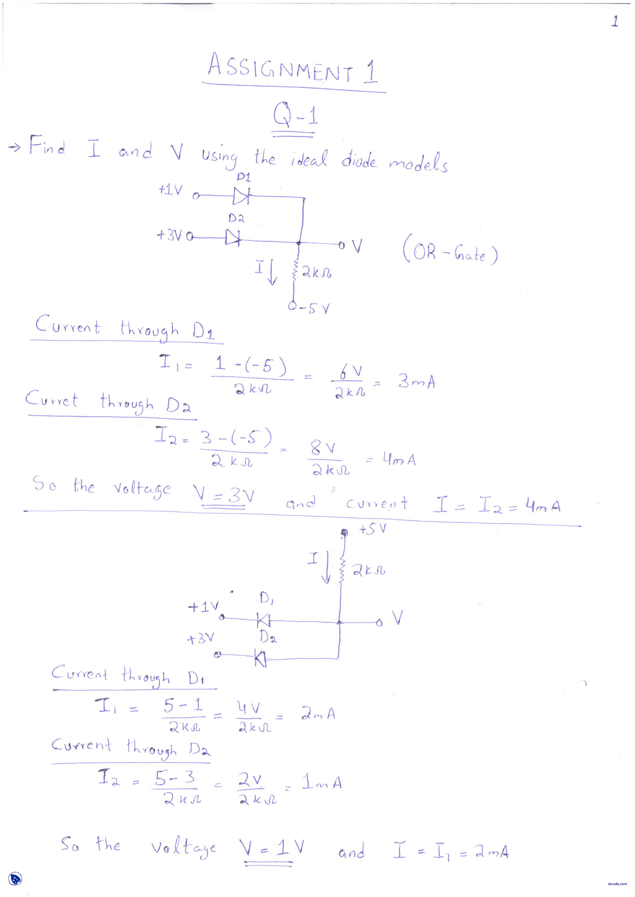 Diodes Part 1 Basic Electronic Engineering Assignment Solution Docsity