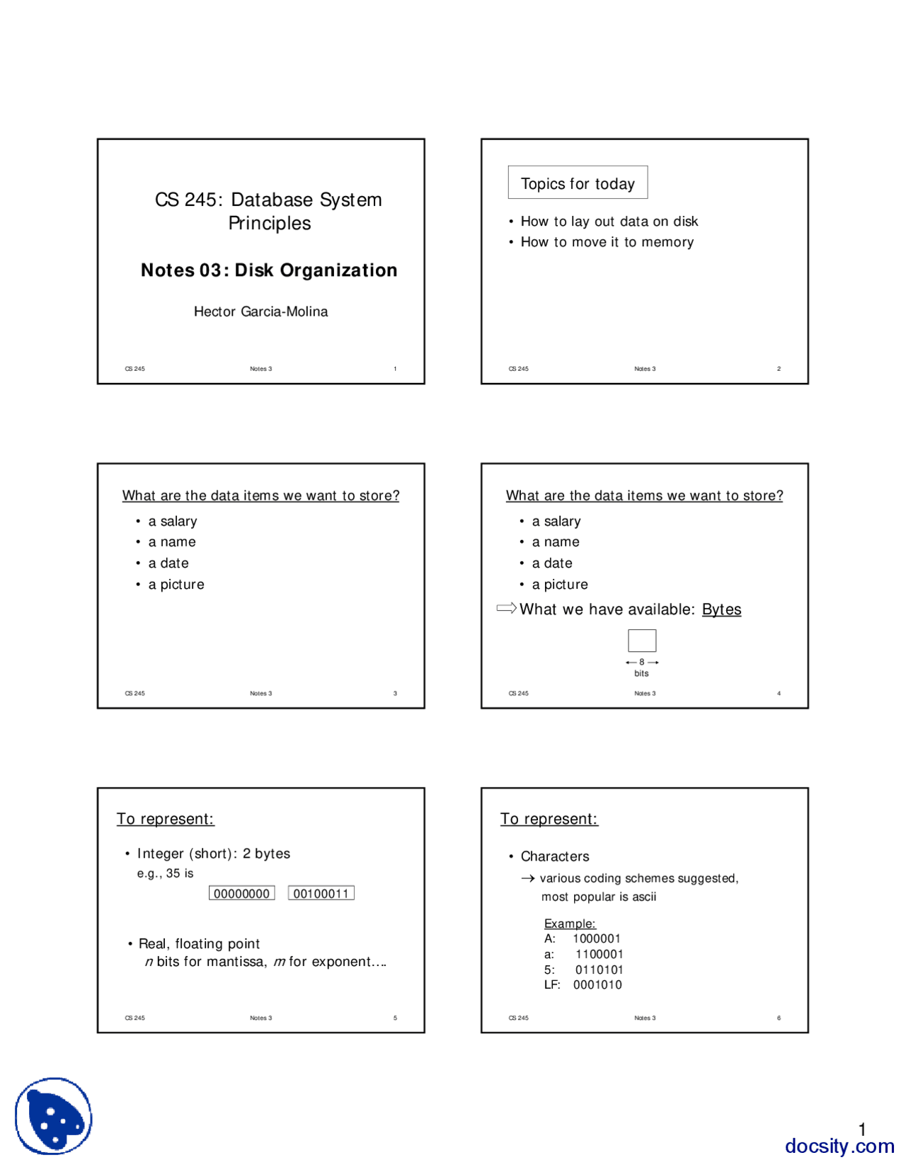 Disk Organization Principles Of Database Management Lecture Slides