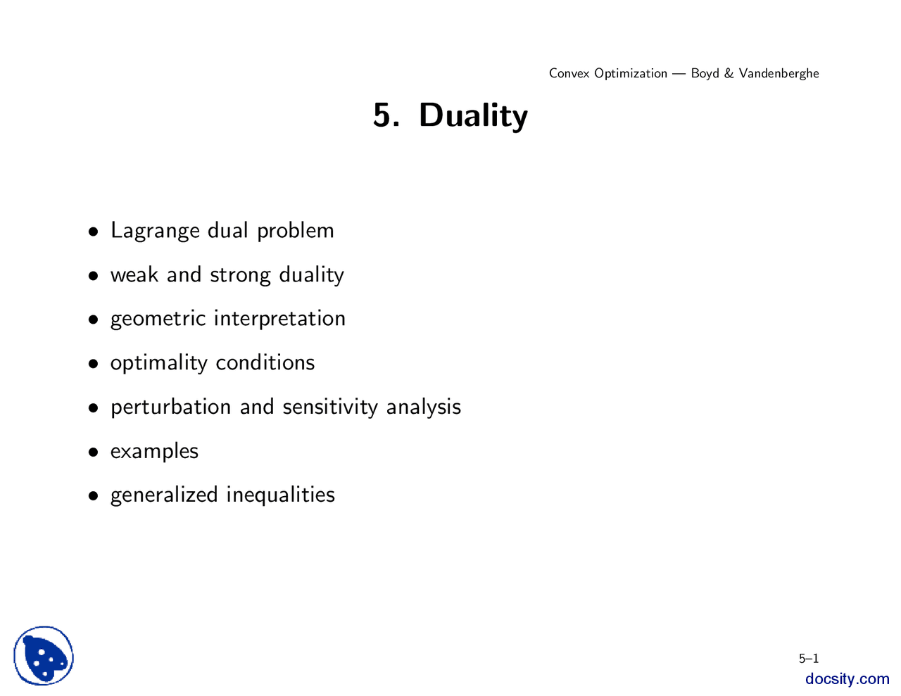 Duality Convex Optimization Lecture Slides Docsity