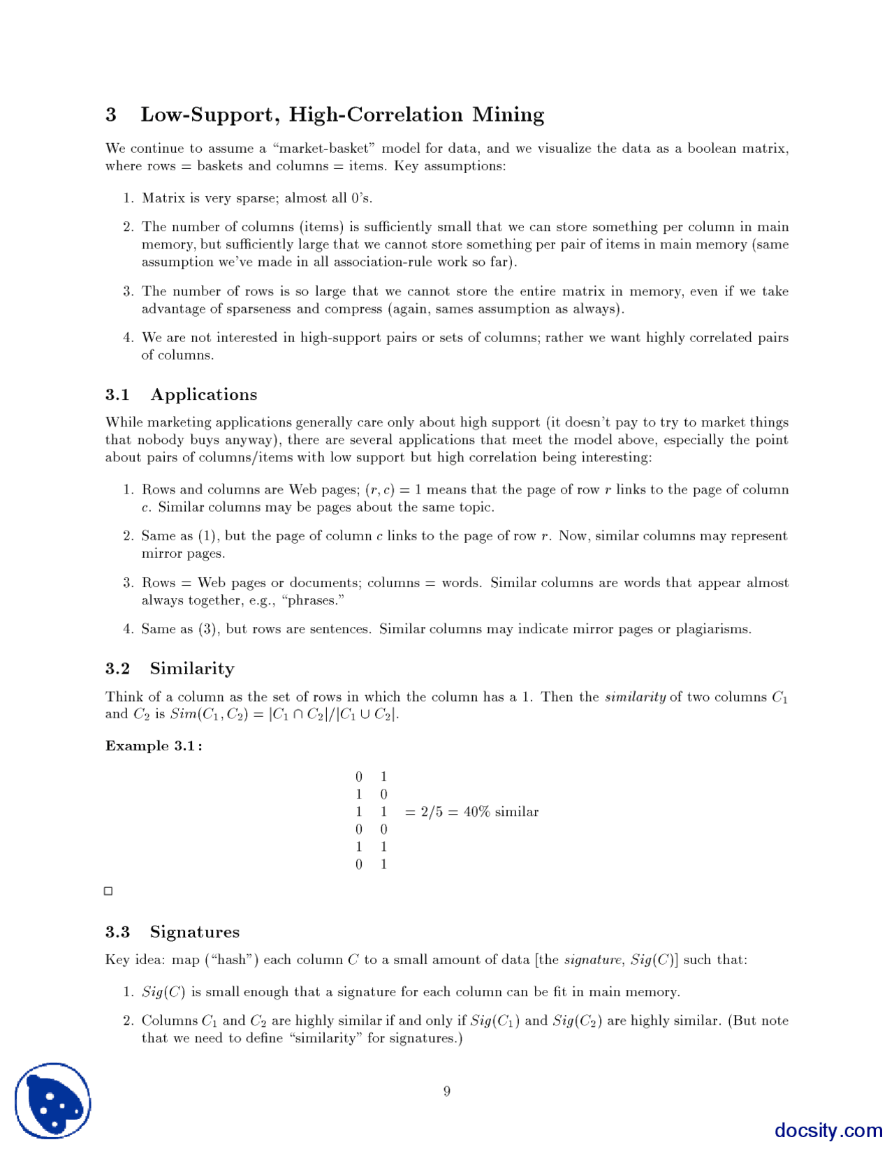 Low Support High Correlation Mining Distributed Queries Lecture Notes Docsity