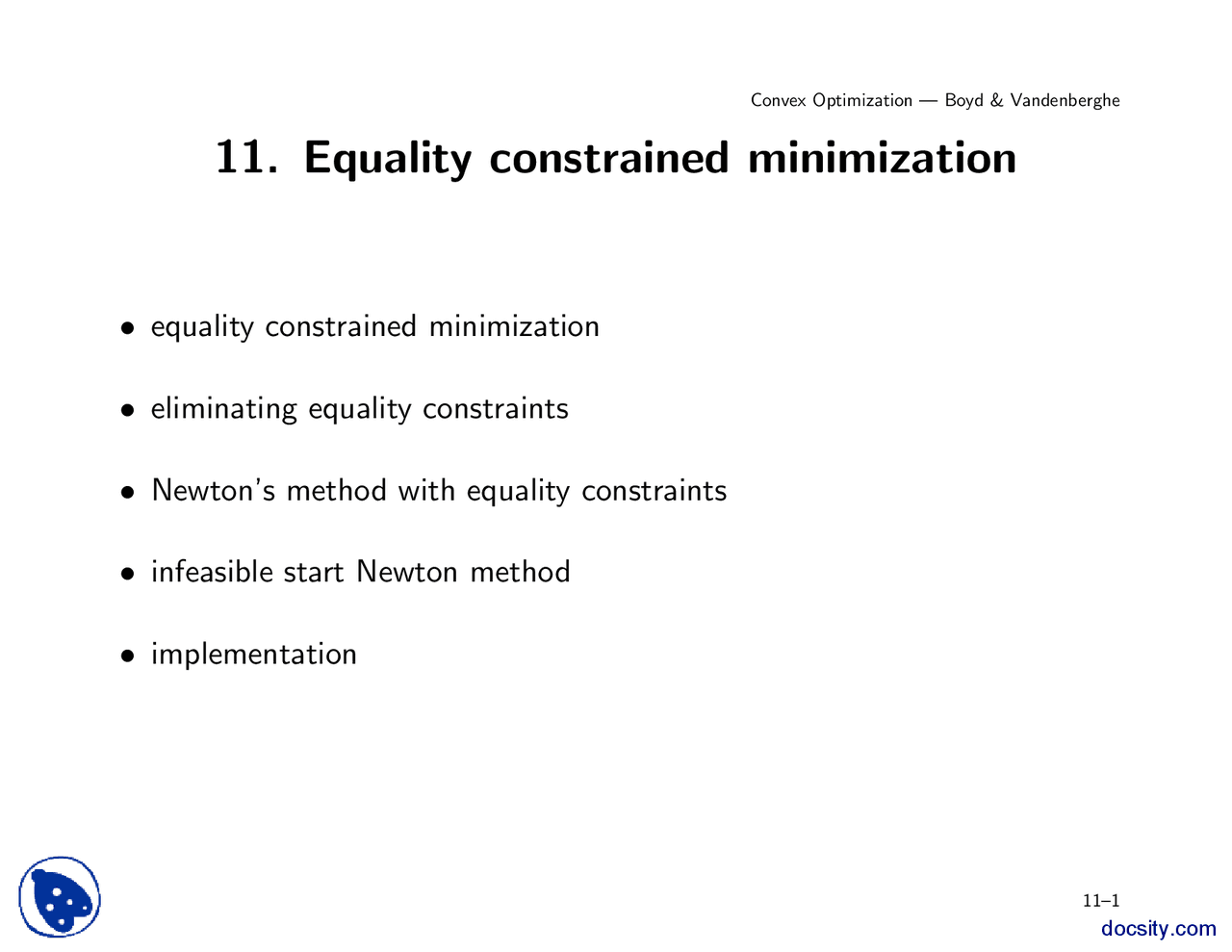 Equality Constrained Minimization Optimization Techniques And Methods