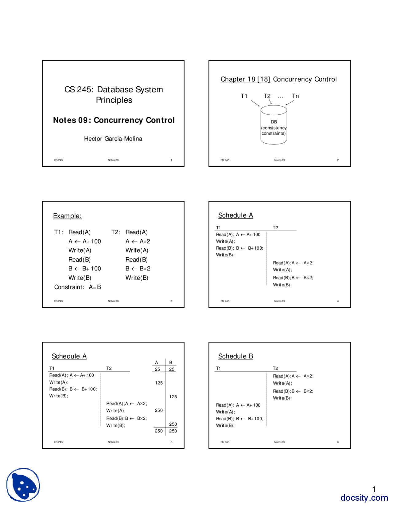 Concurrency Control-Principles of Database Management-Lecture Slides - Docsity