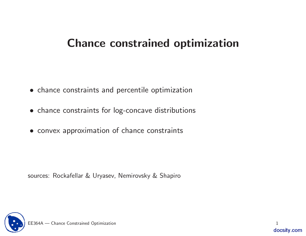 Chance Constrained Optimization-Optimization Techniques and Methods ...