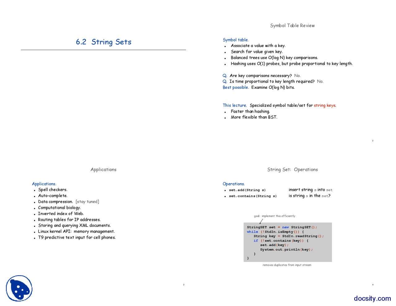 String Sets Constructing Algorithms And Representing Data Lecture 0654