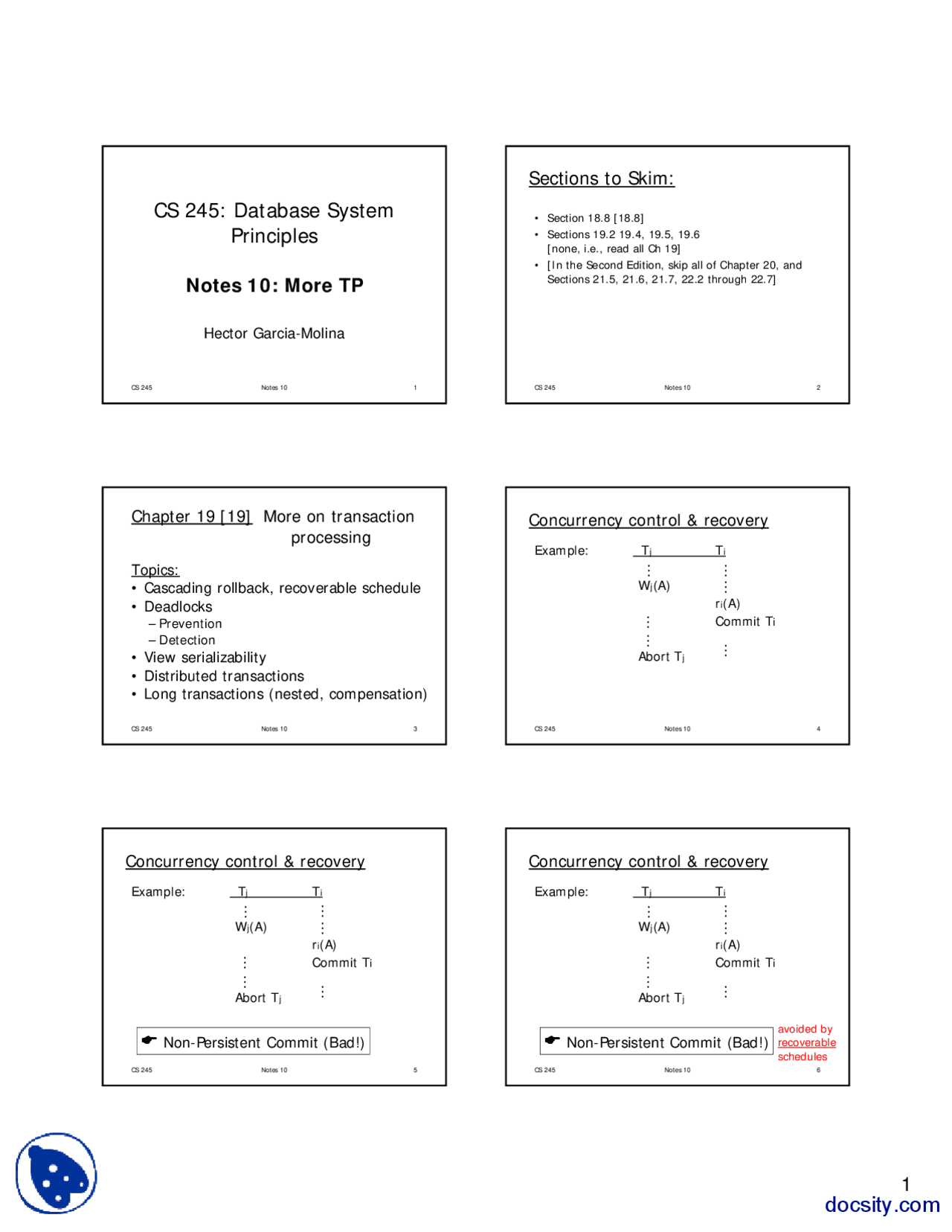 More TP-Principles of Database Management-Lecture Slides - Docsity