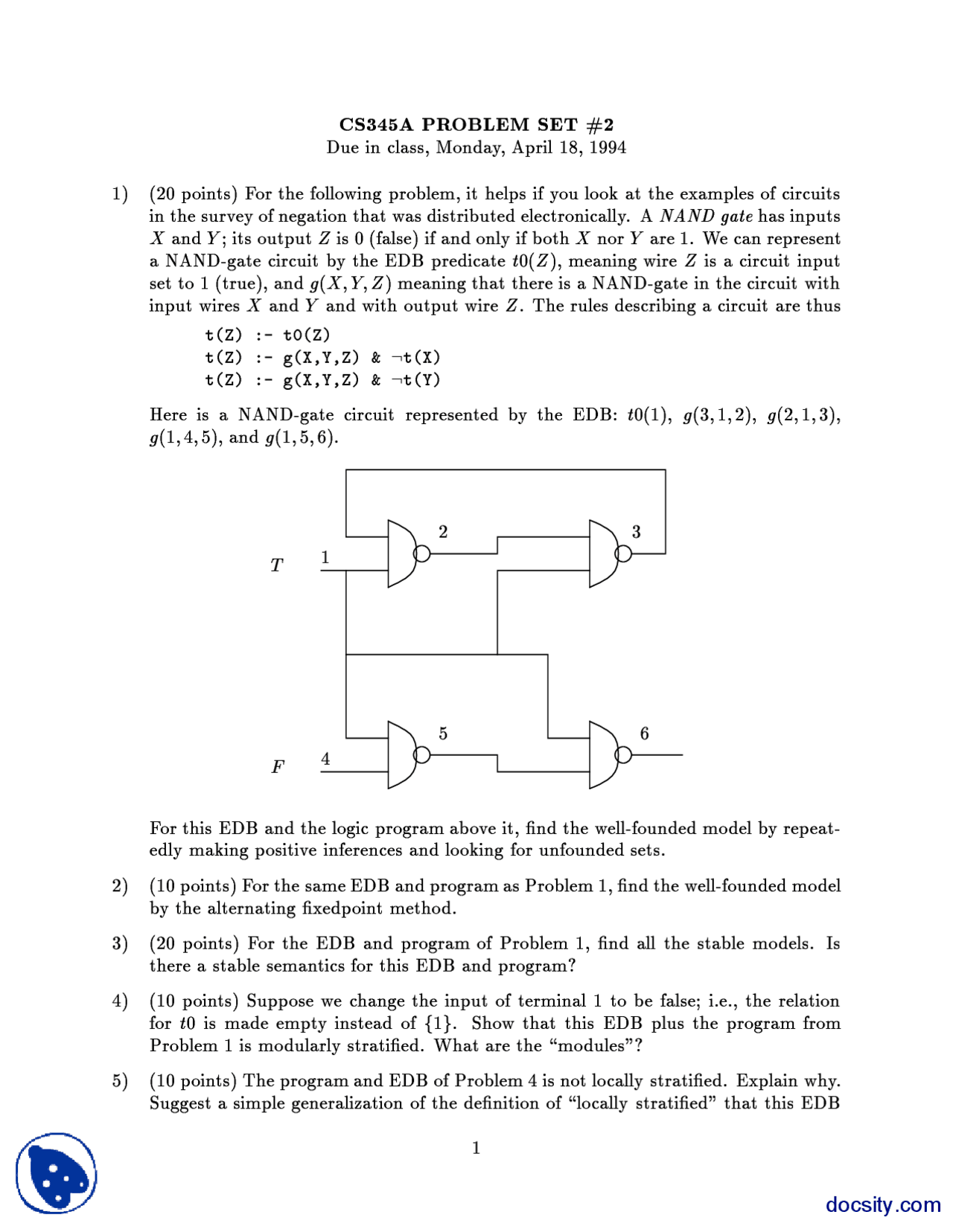 Logic Diagrams And Edbs Handling Distributed Queries Assignment Docsity