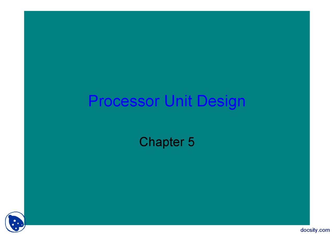 Processor Unit Design Computer Architechture Lecture Slides Docsity