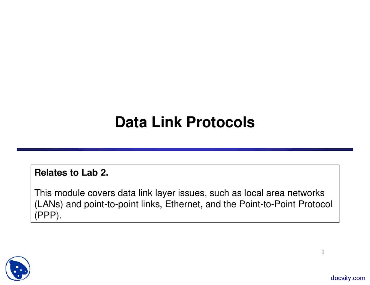 Data Link Protocols Computer Networking Lecture Slides Docsity