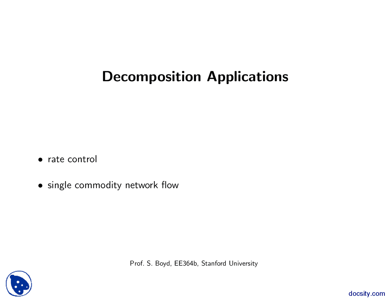 Decomposition Applications Optimization Methods Lecture Slides Slides Convex Optimization