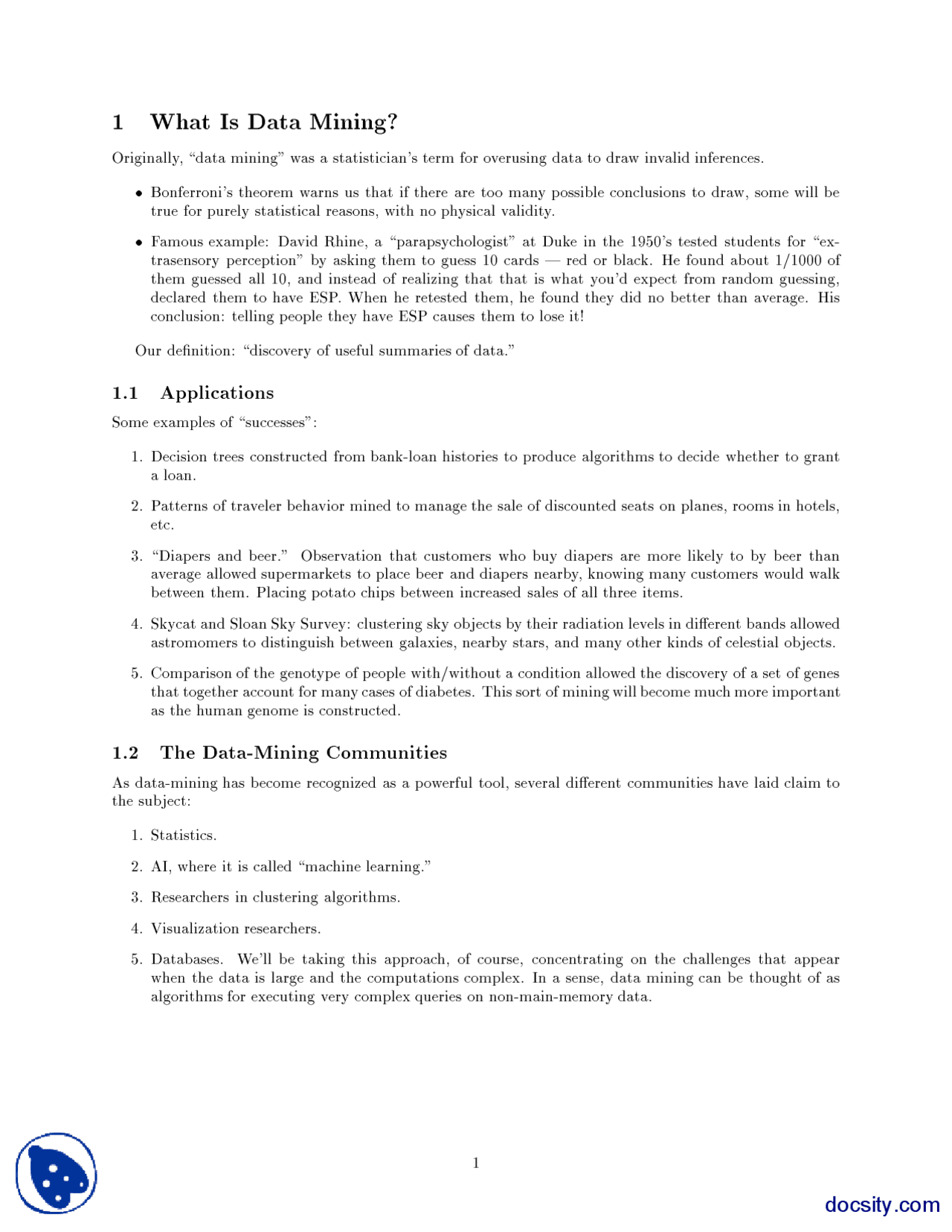What Is Data Mining Mining And Distributed Queries Lecture Notes Docsity