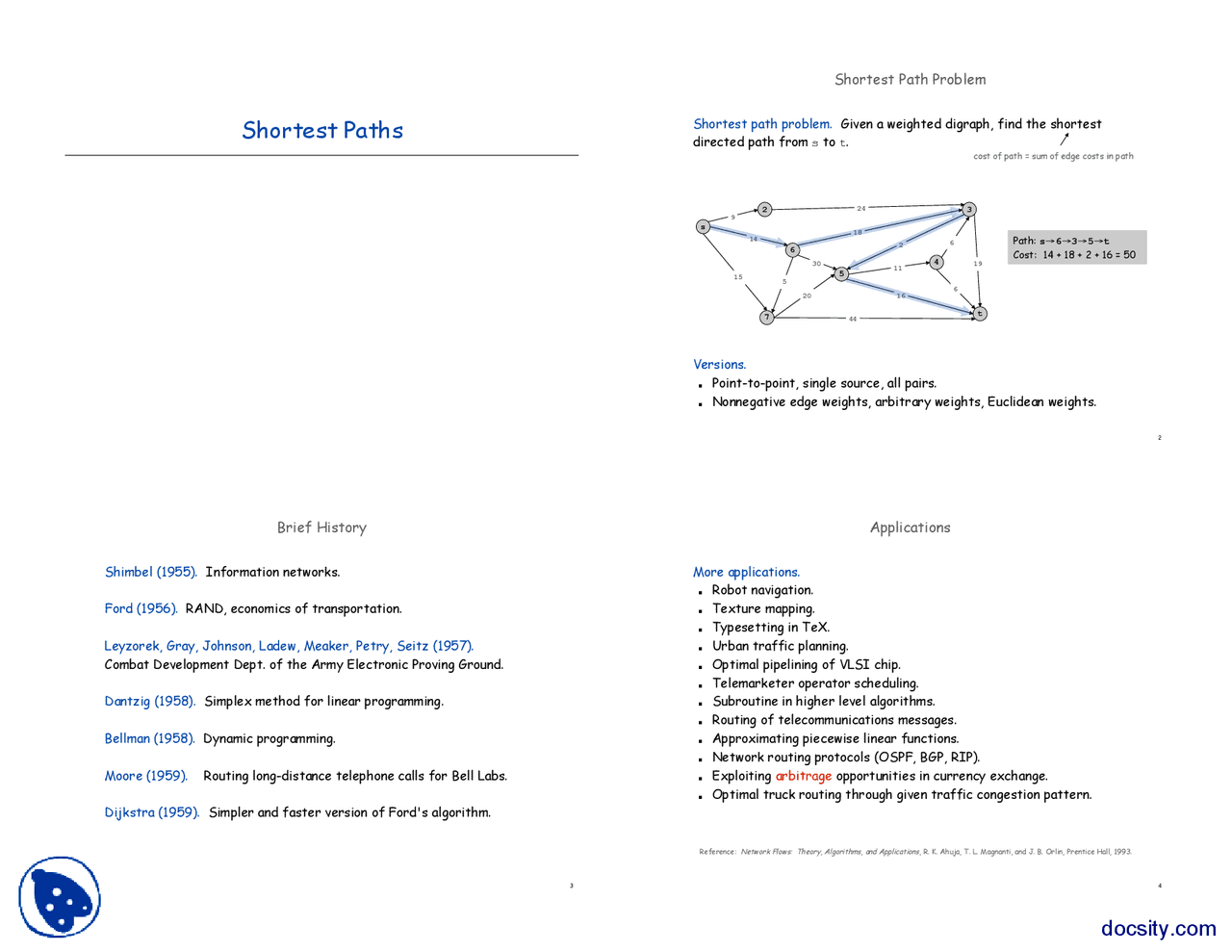 Shortest Paths Algorithm Design And Data Representation Lecture Slides Docsity