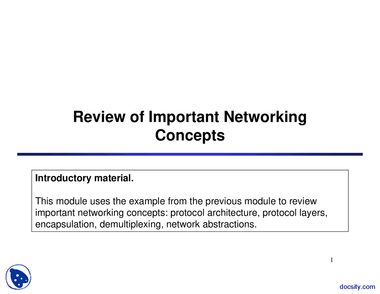 Review Of Important Networking Concepts Network Managment And Protocols Lecture Slides Docsity