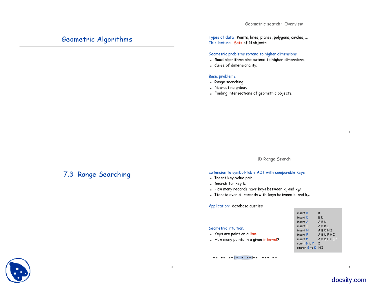 Range Search Implementations Constructing Algorithms And Representing Data Lecture Slides Docsity