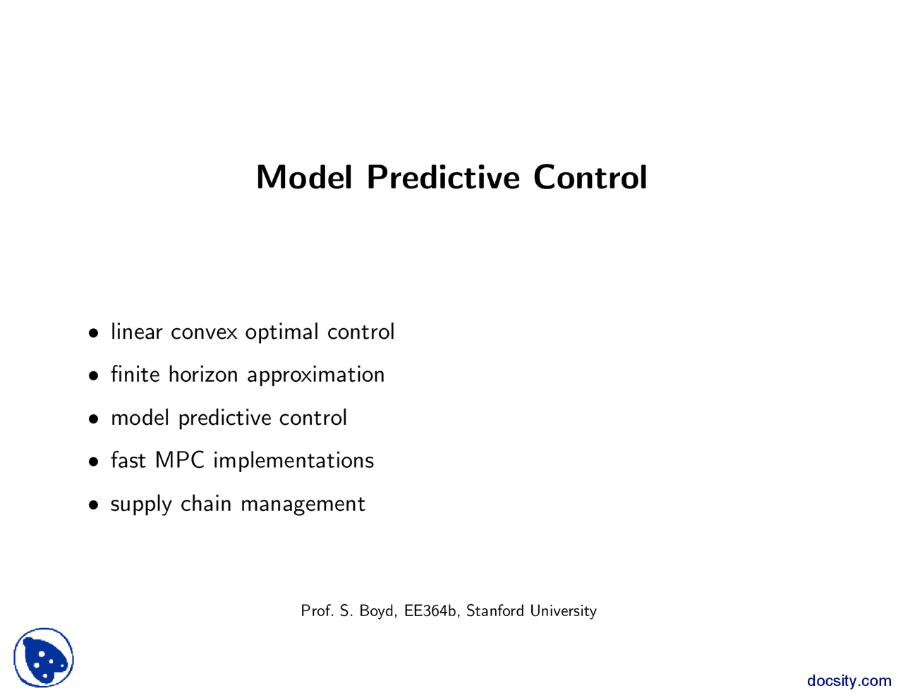 Model Predictive Control-Optimization Methods-Lecture Slides | Slides ...