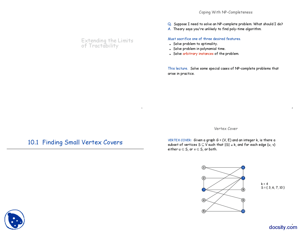 Finding Small Vertex Covers Representation Of Data And Algorithm