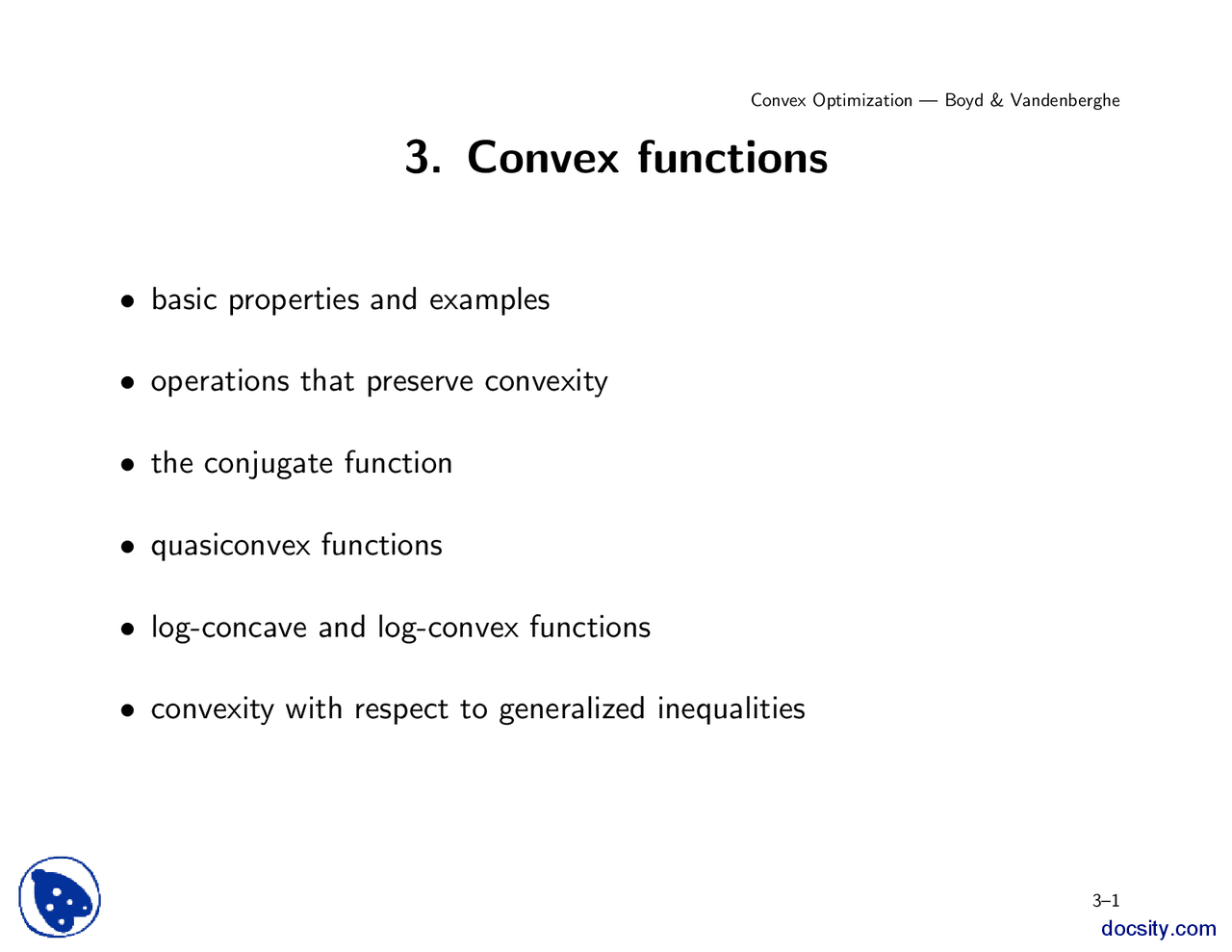 Convex Functions Optimization Techniques And Methods Lecture Slides Docsity