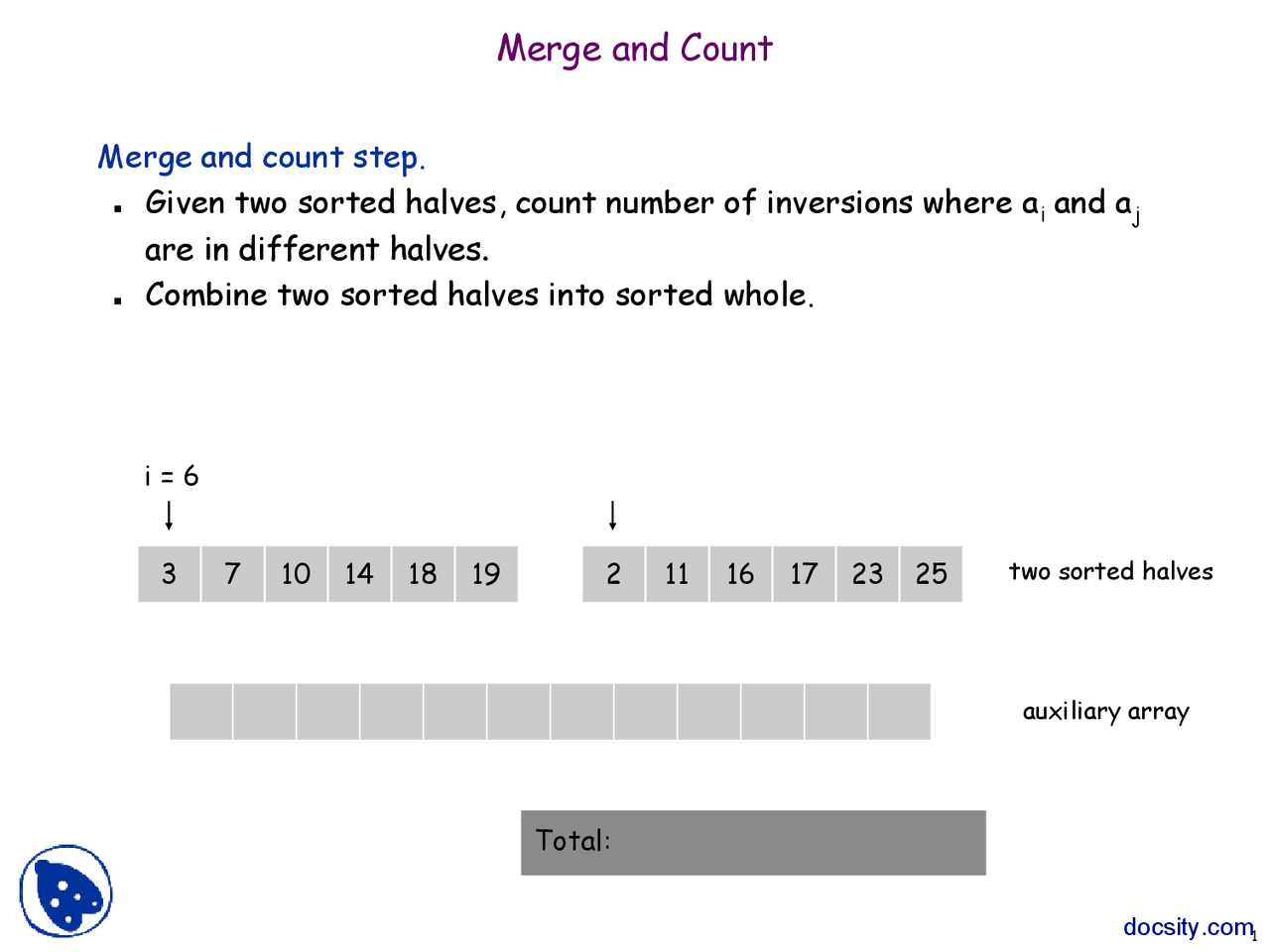 Merge and Count-Algorithm Design and Data Representation-Lecture Slides - Docsity