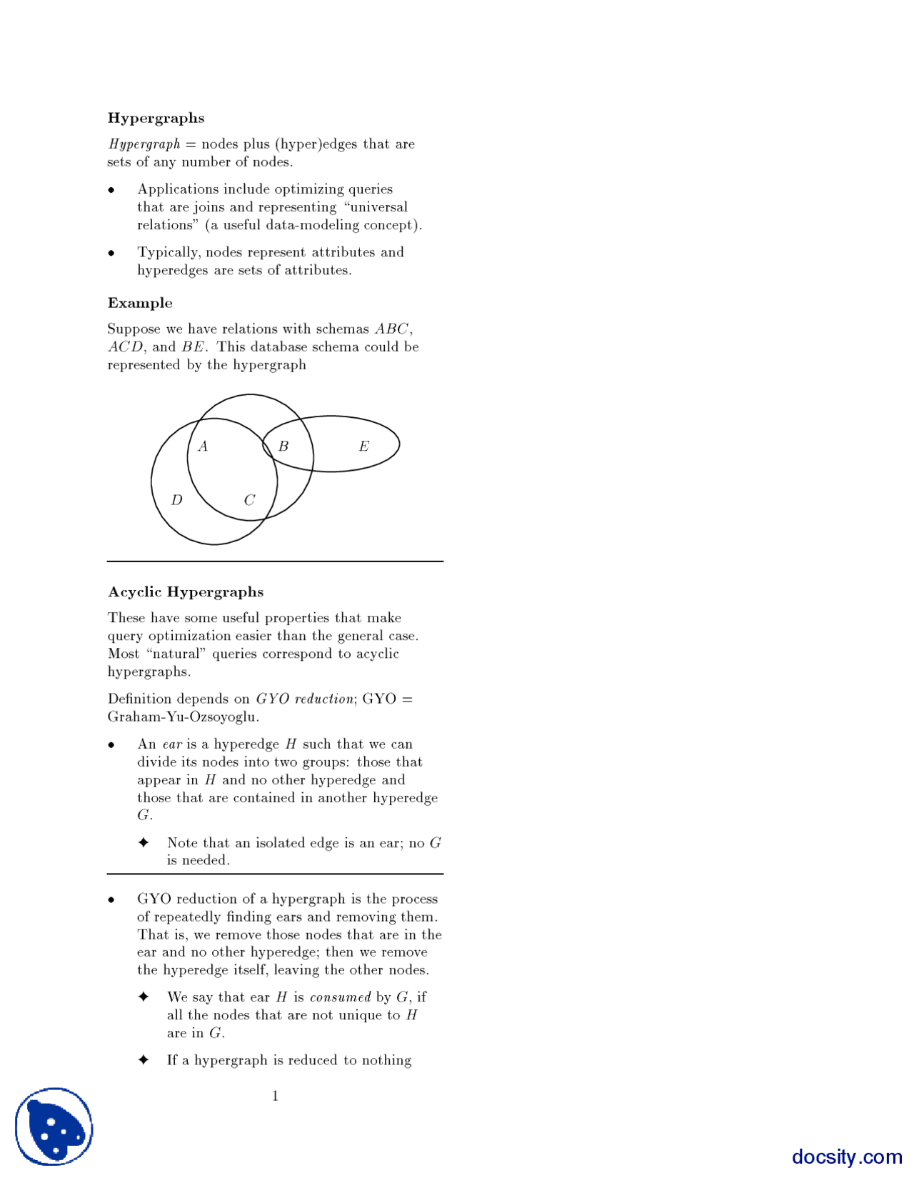 Hypergraphs Distributed Queries Lecture Slides Docsity