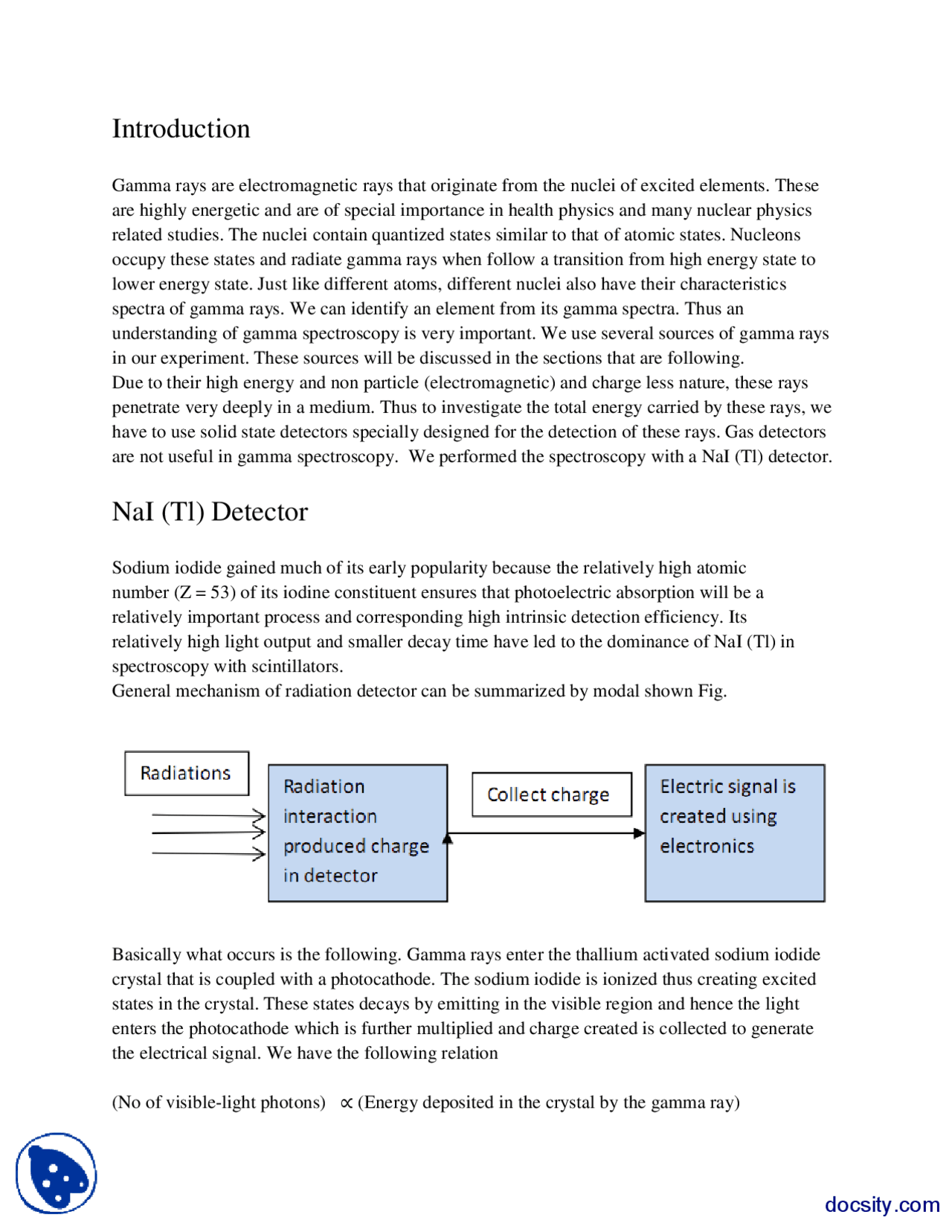 NaI (Tl) Detector-Physics-Lab Report - Docsity