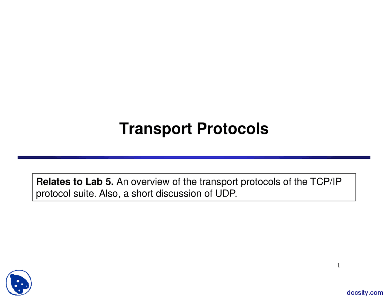 Transport Protocols Network Managment And Protocols Lecture Slides Docsity