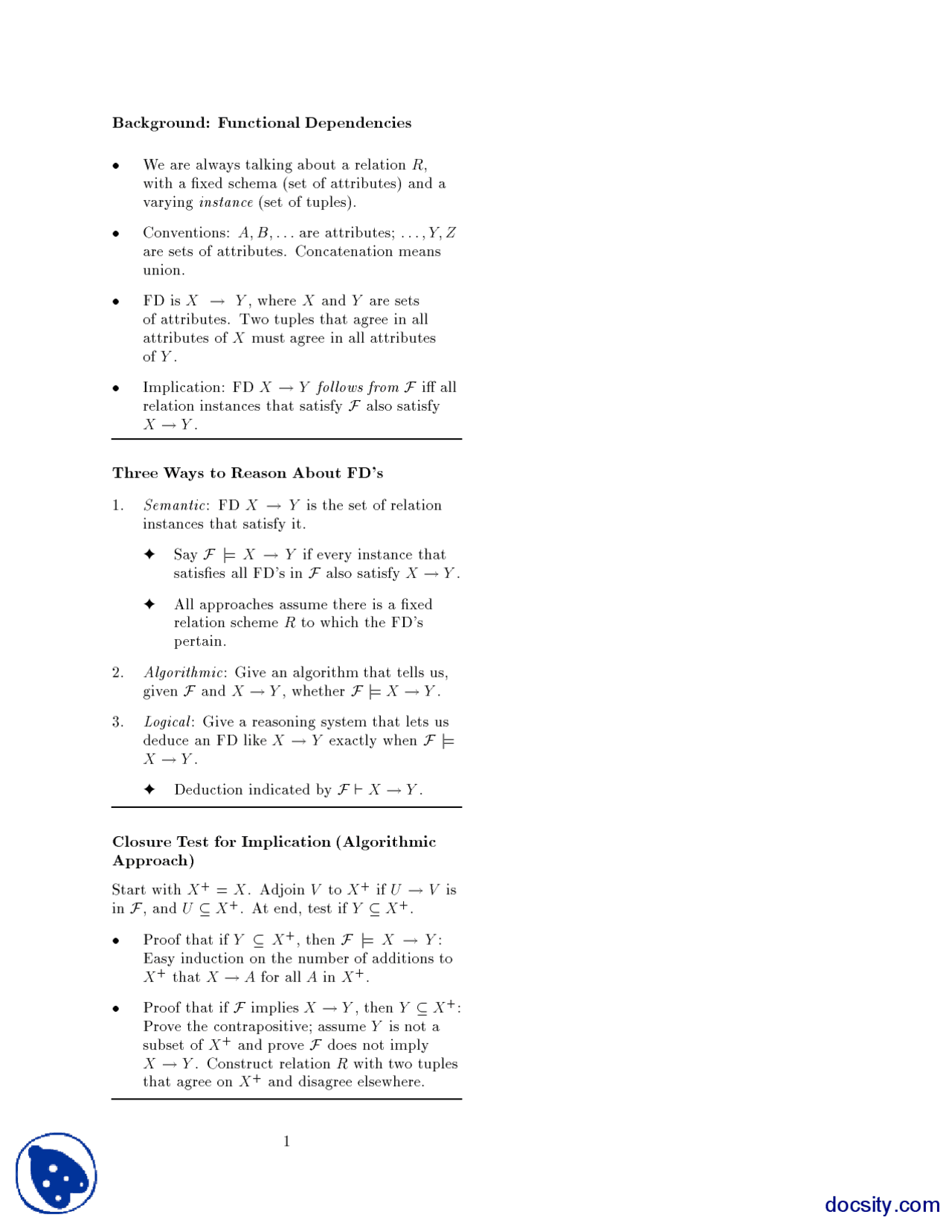 Functional Dependencies Mining And Distributed Queries Lecture Notes