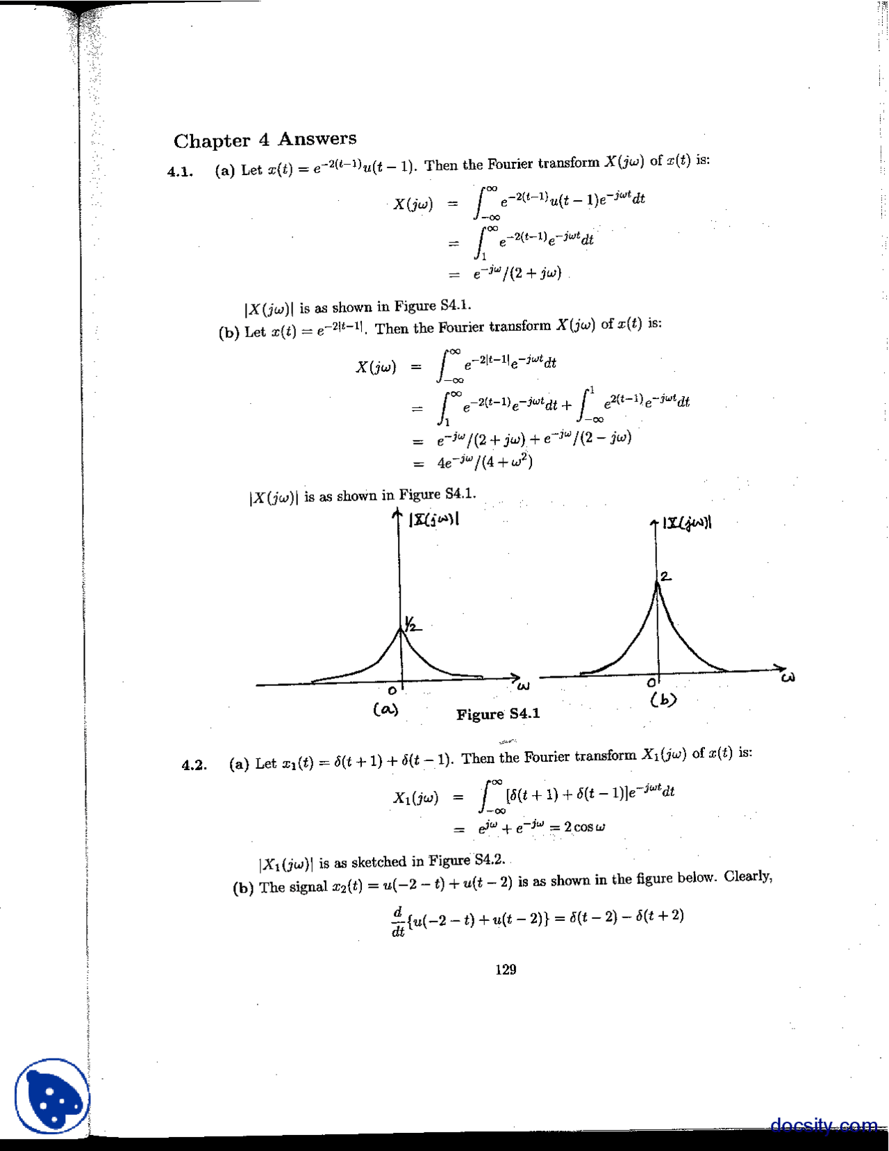 Fourier Transform Signals And Systems Solutions Docsity