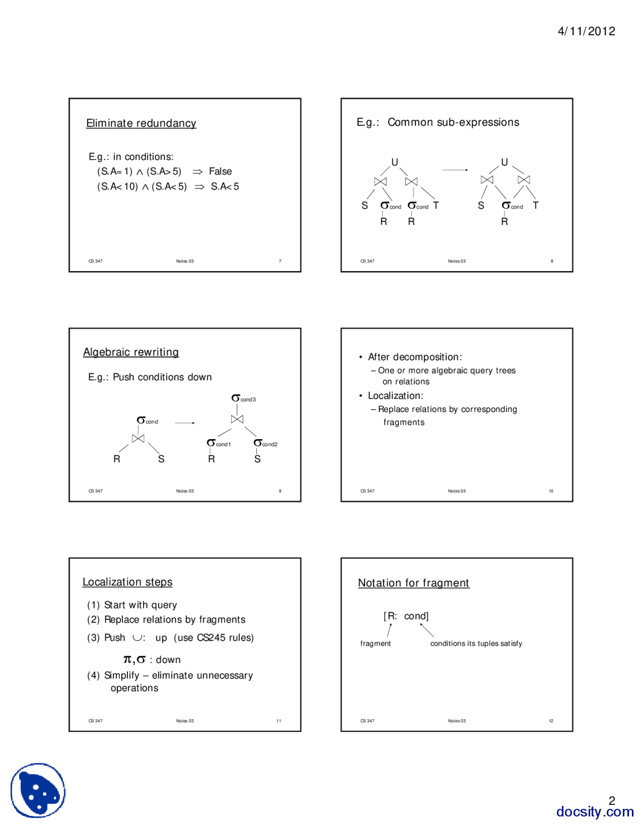 Query Processing Distributed And Parallel Data Management Lecture Slides Docsity