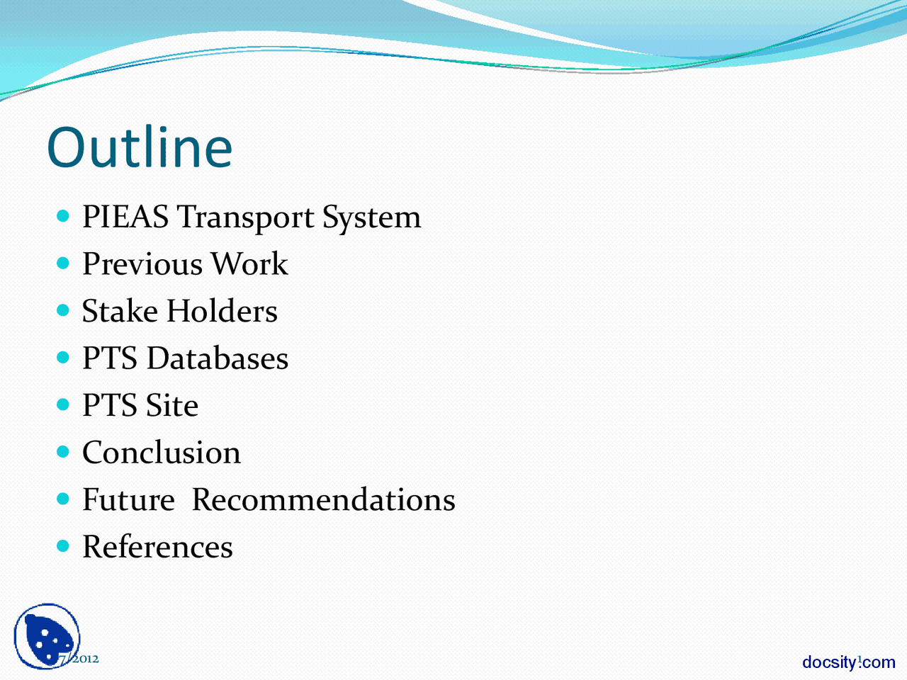 PIEAS Transport System-Applications of Computer Sciences-Project Presentations - Docsity