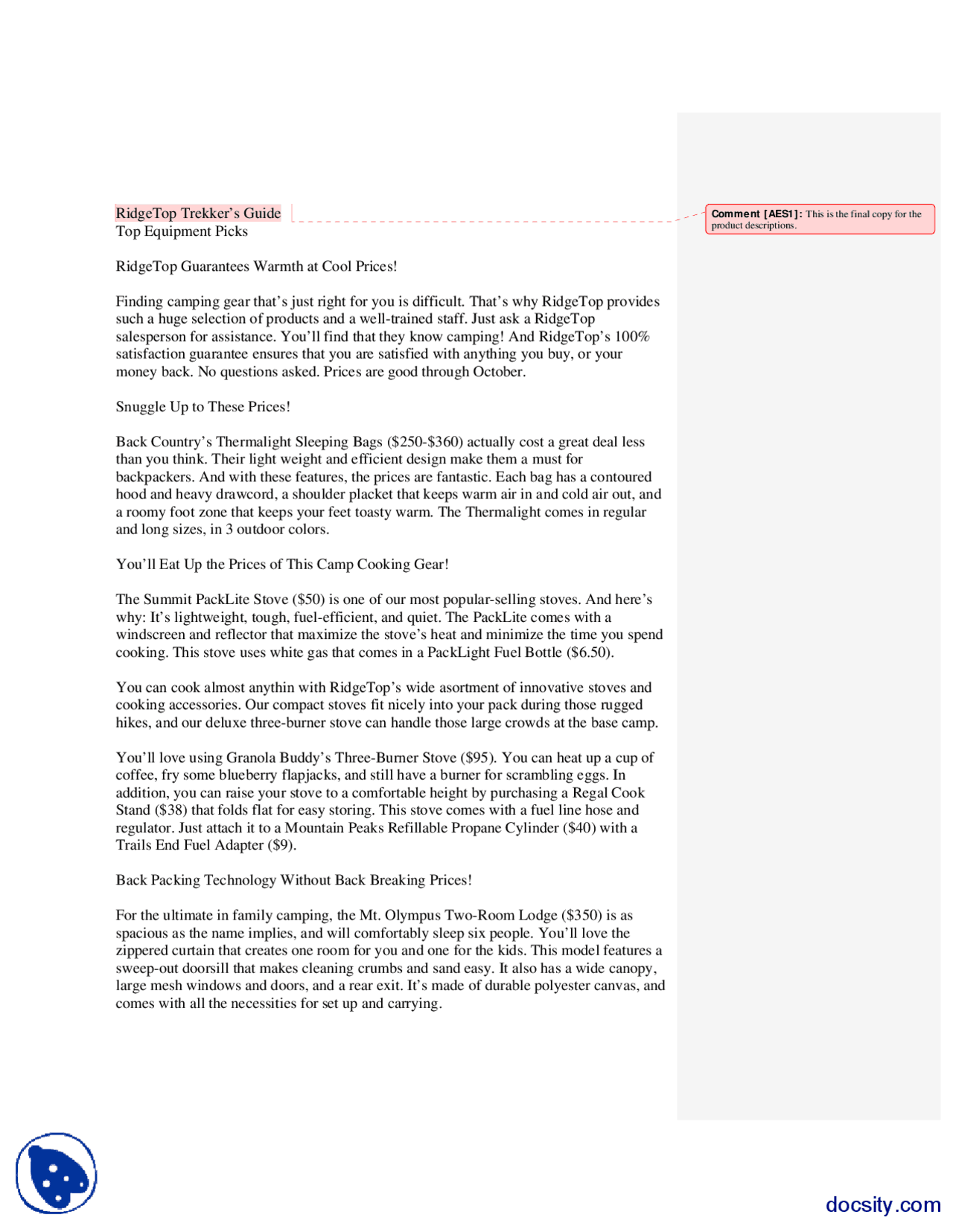 Product Learning Microsoft Word Assignment Solutions Docsity